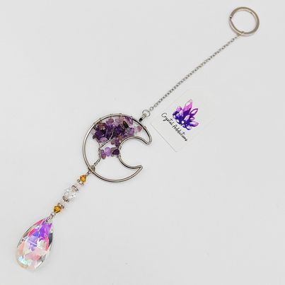 Amethyst Chip Moon Tree of Life Sun Catcher – Crystal Addictions